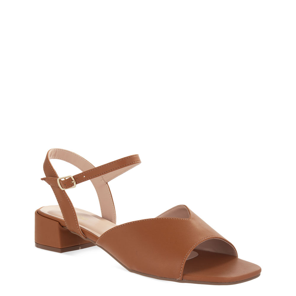 Sandália salto baixo Caramelo